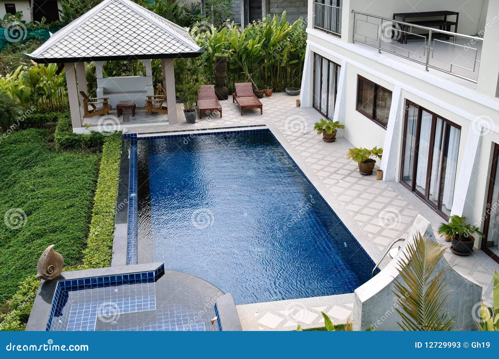 Swimming pool stock image. Image of garden, pool, idyllic - 12729993