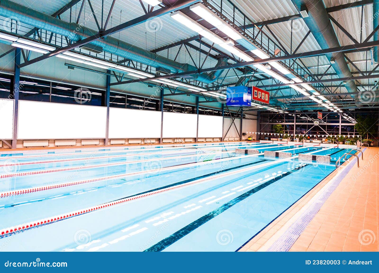 Olympic-sized Swimming Pool With Starting Blocks With Yellow Touch ...