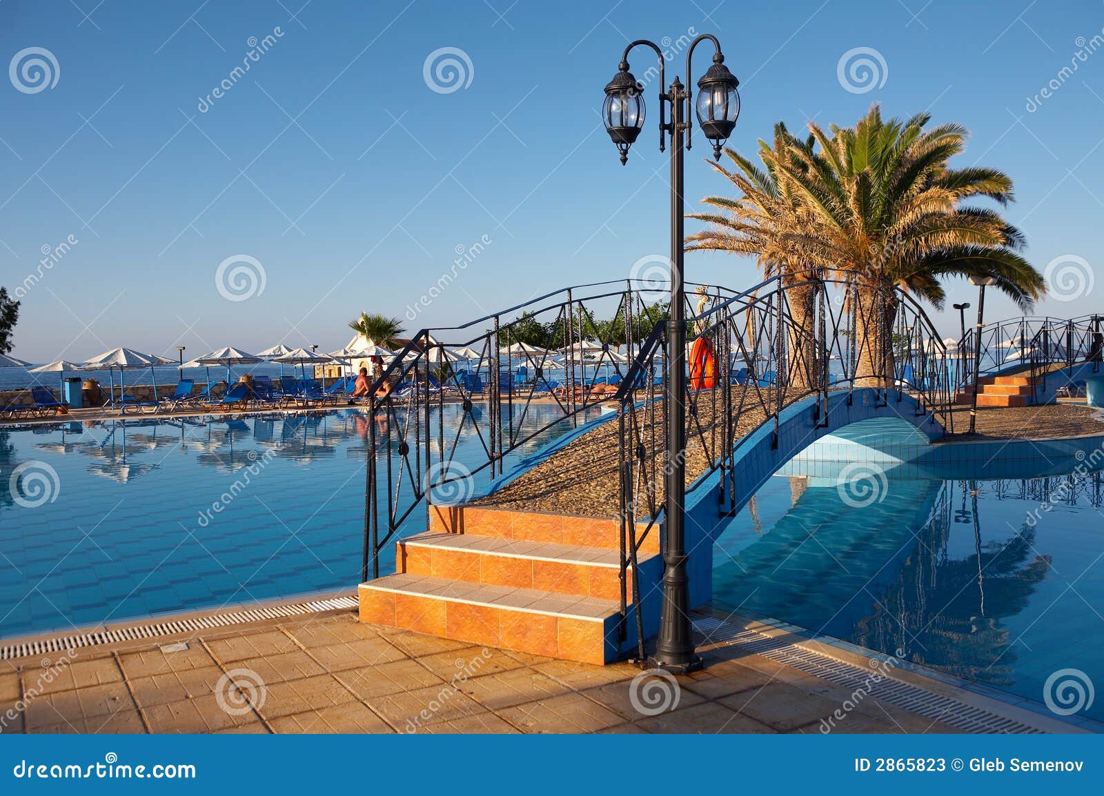 Swimming pool stock image. Image of sunlight, greece, evening - 2865823