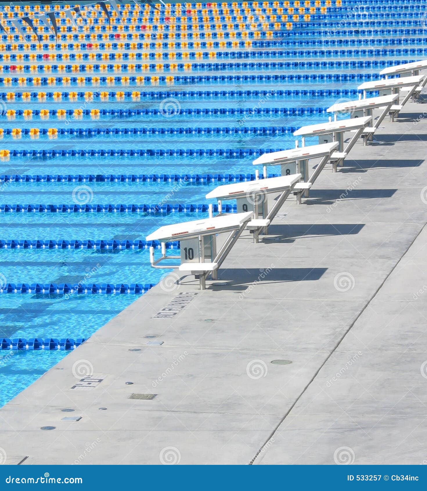 Olympic-sized Swimming Pool With Starting Blocks With Yellow Touch ...