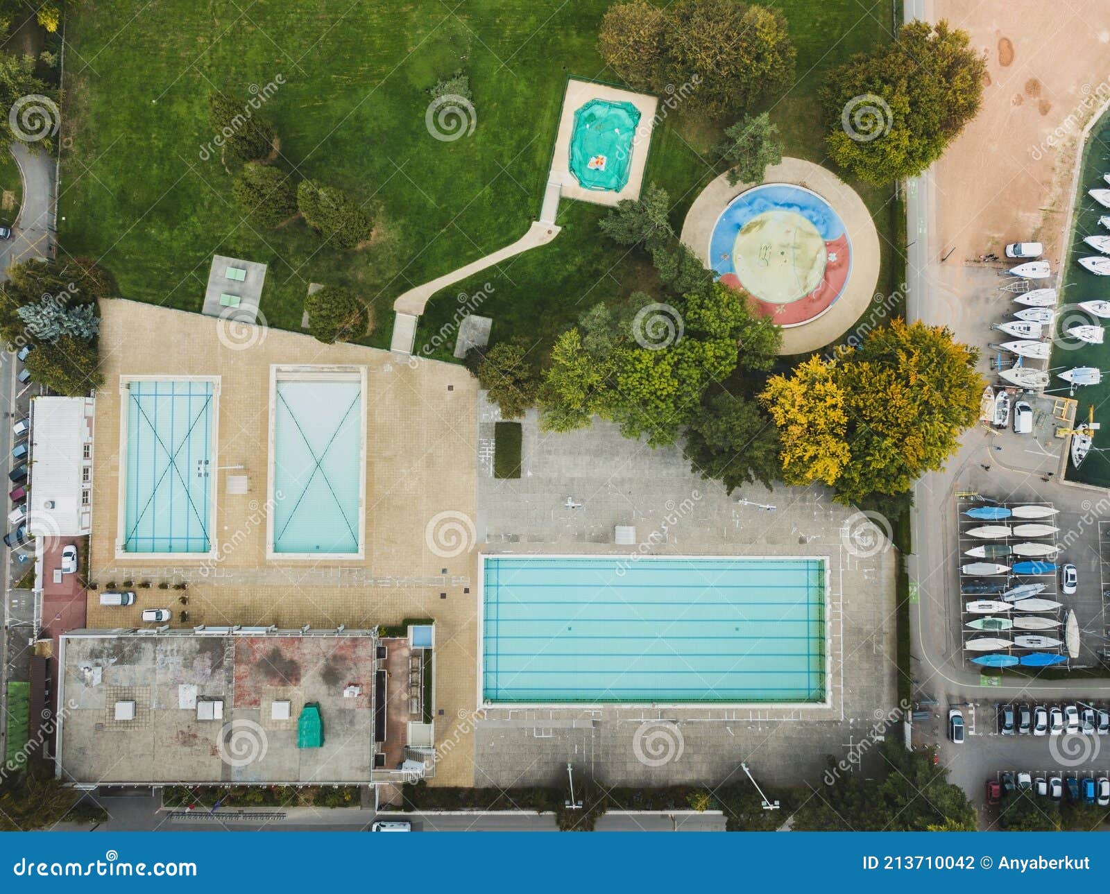 Swimming pool from above stock photo. Image of blue - 213710042