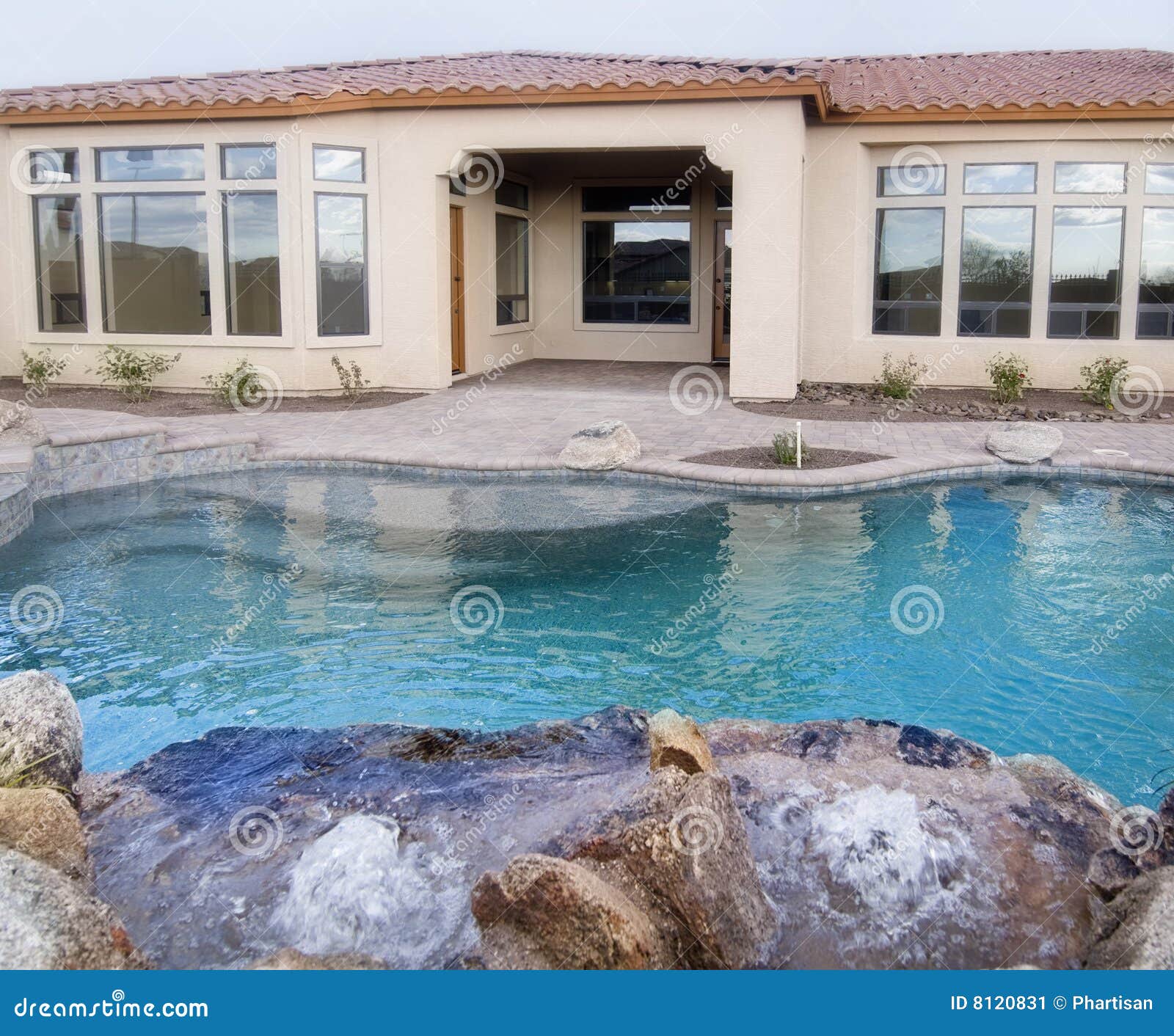 Swimming pool in back yard stock image. Image of backyard - 8120831