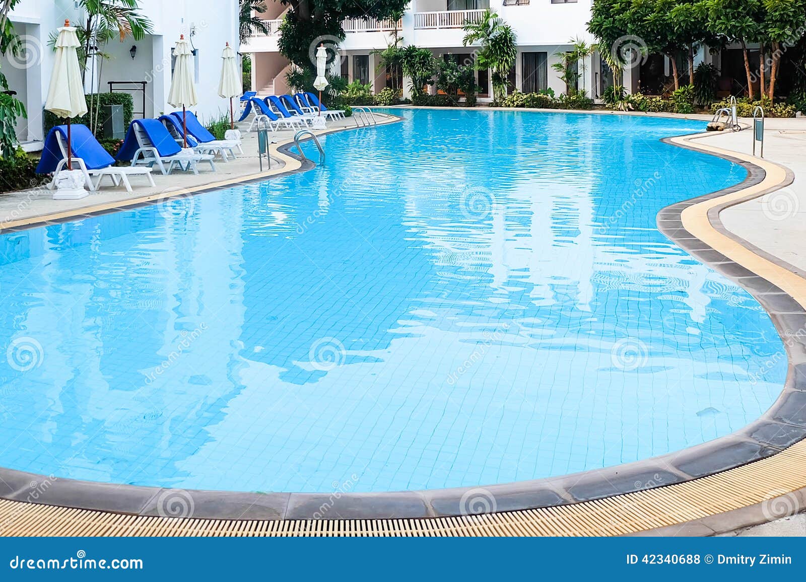 Swimming pool stock photo. Image of blank, deckchair - 42340688