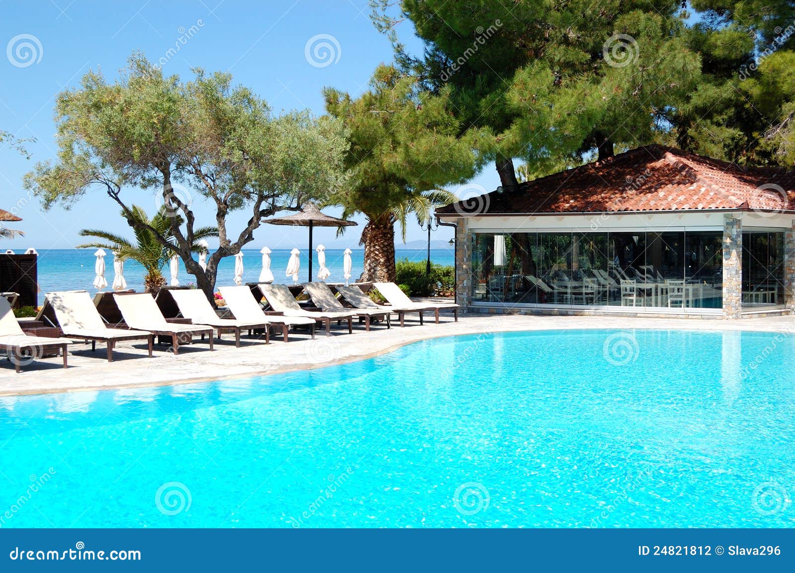 Swimming Pool and Bar by a Beach Stock Photo - Image of relaxation ...