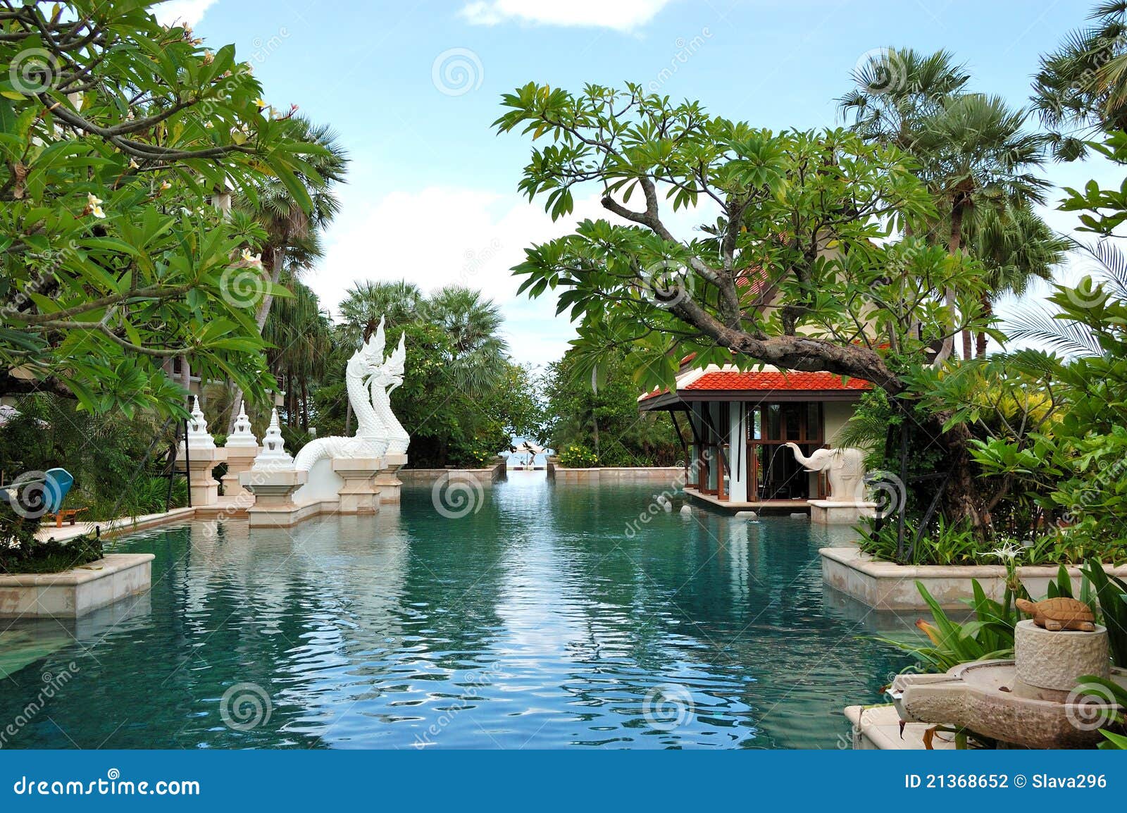 Swimming Pool and Bar in Tradional Thai Style Stock Photo - Image of ...