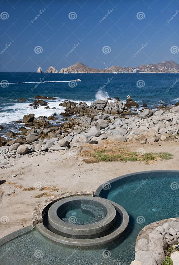 Swimming pool on beach stock photo. Image of architecture - 10987654