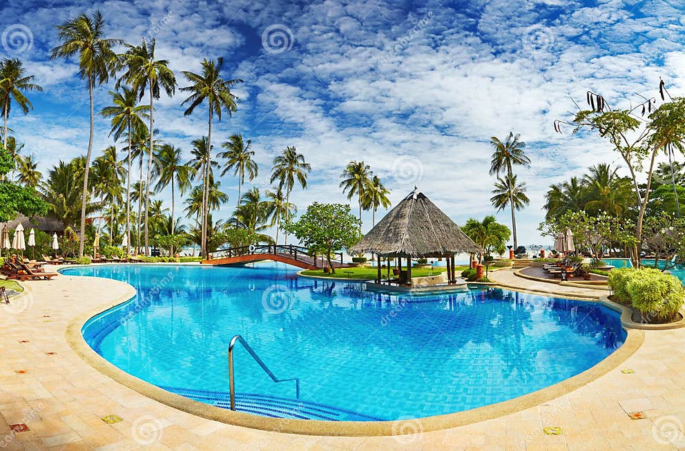 Swimming pool on the beach stock image. Image of blue - 23258255