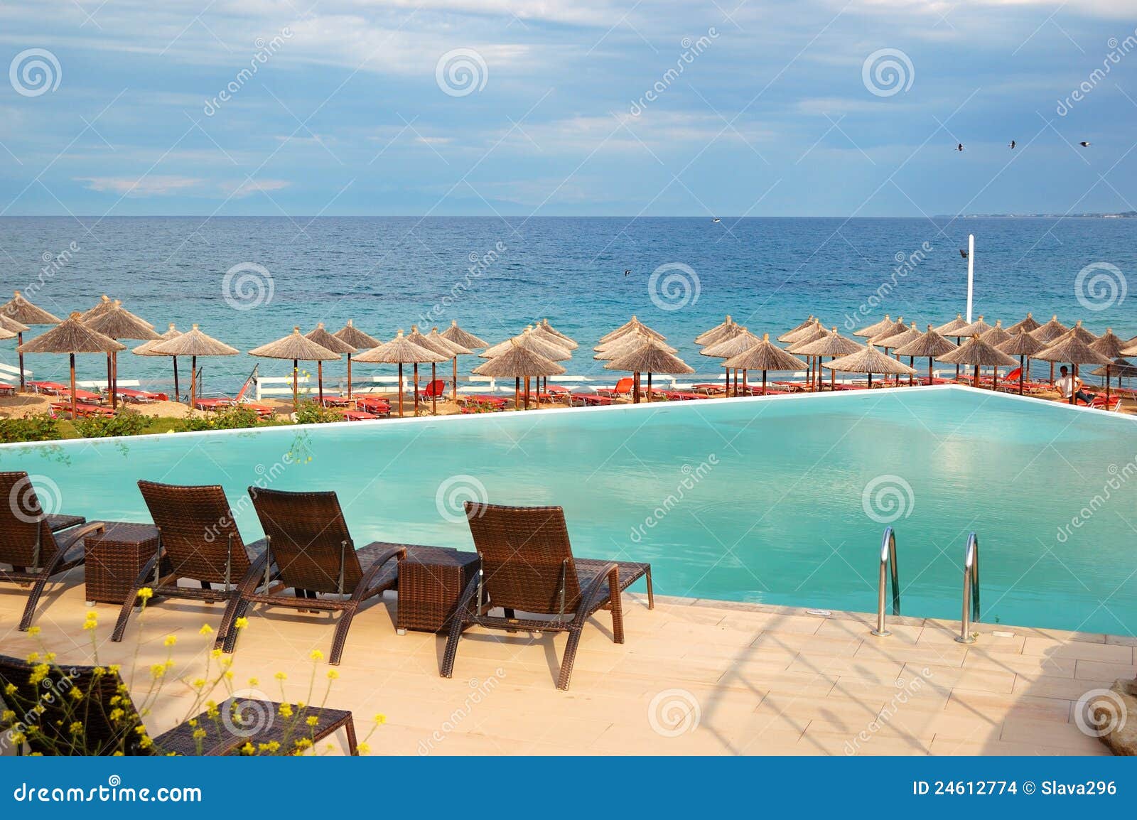 Swimming pool by a beach stock photo. Image of greek - 24612774