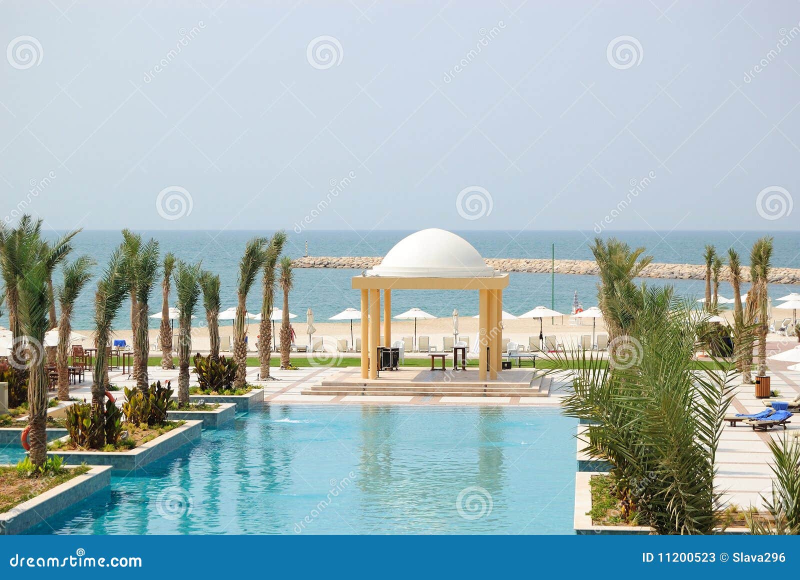 Swimming Pool and Beach Area Stock Image - Image of resort, arabic ...