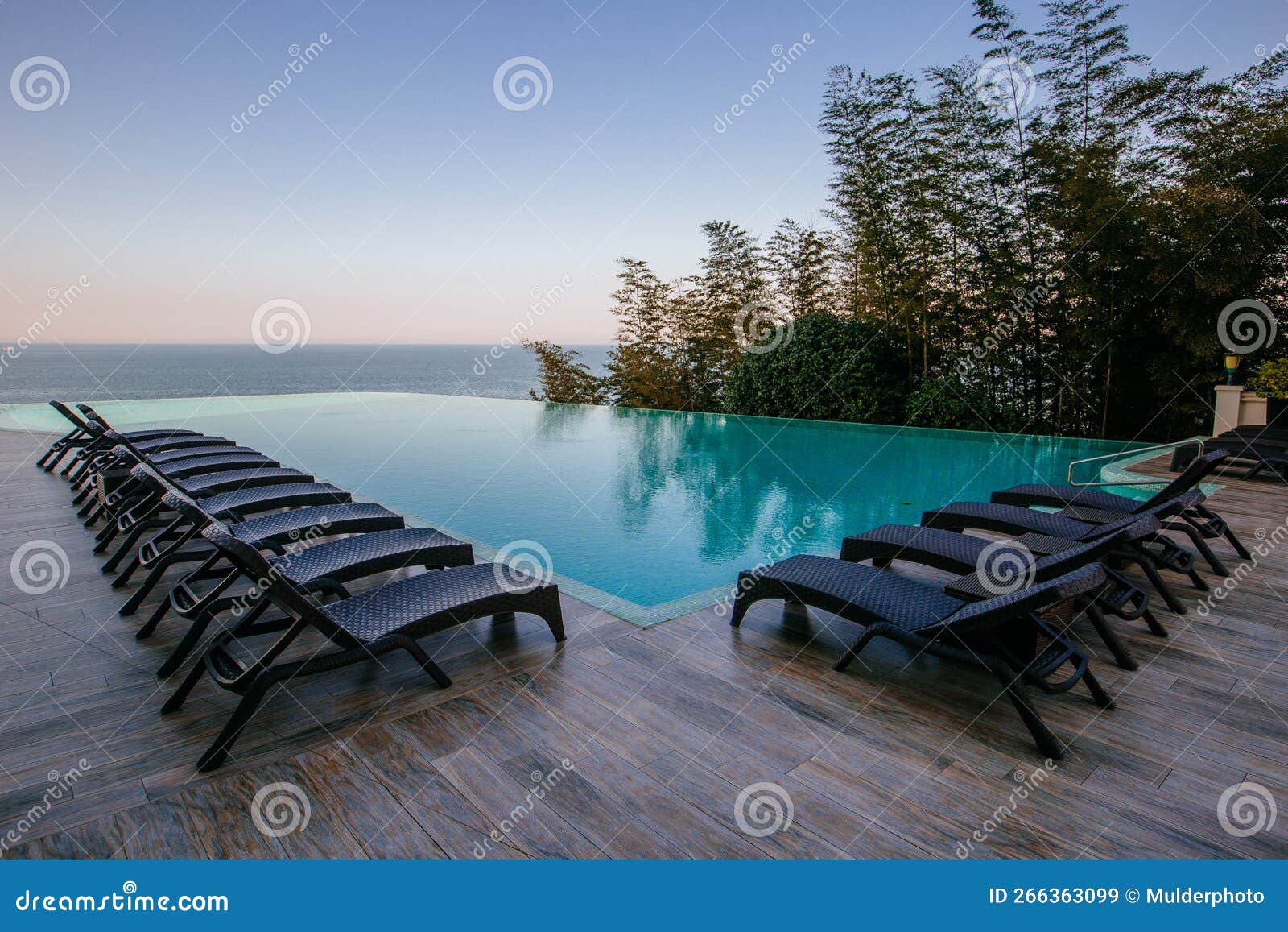 Swimming Pool with Beach Chairs in Luxury Hotel Stock Image - Image of ...