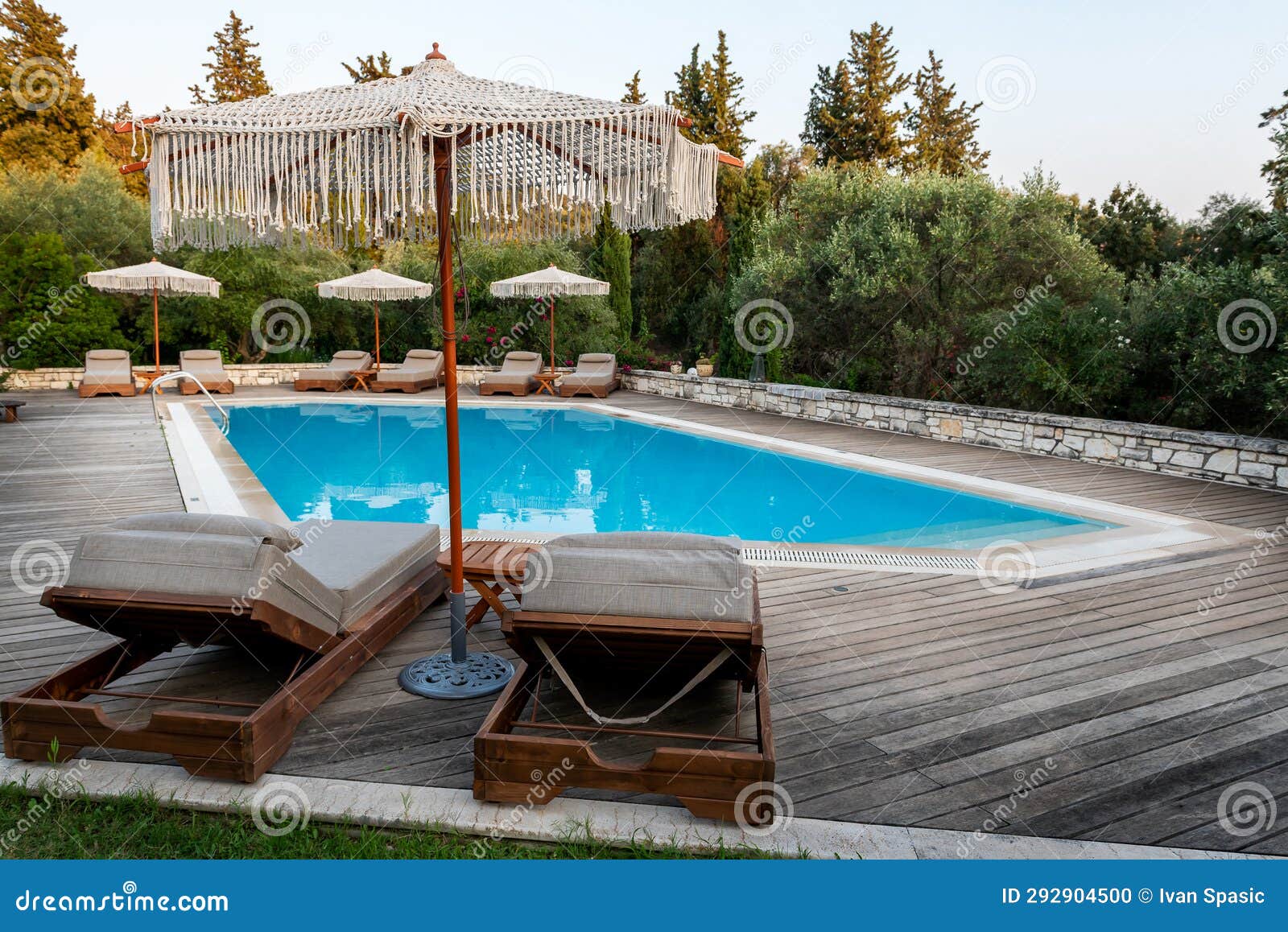 Swimming Pool and Beds for Relaxing Stock Photo - Image of estate ...
