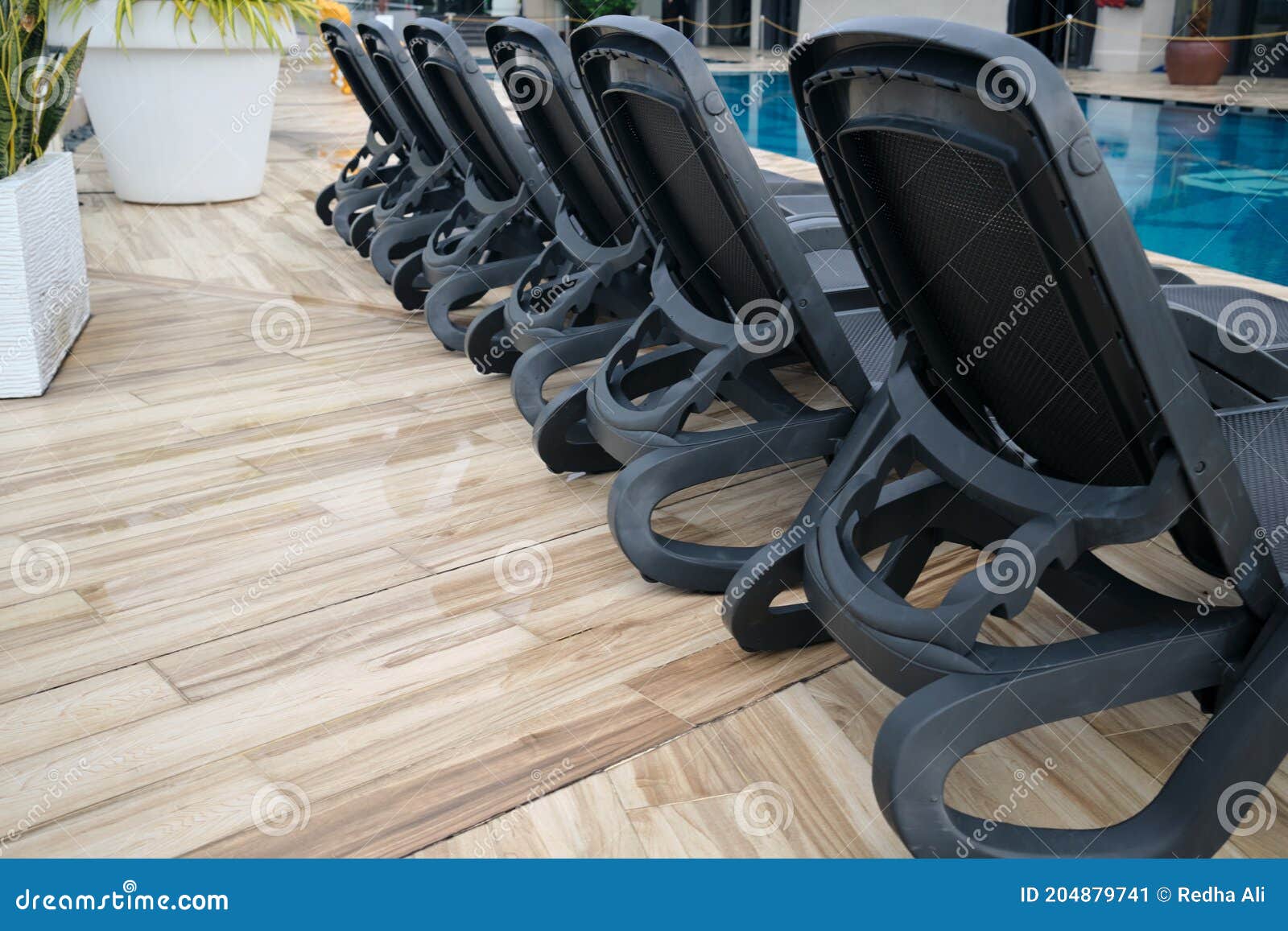 Swimming Pool Bench at the Swimming Pool Deck Stock Image - Image of ...