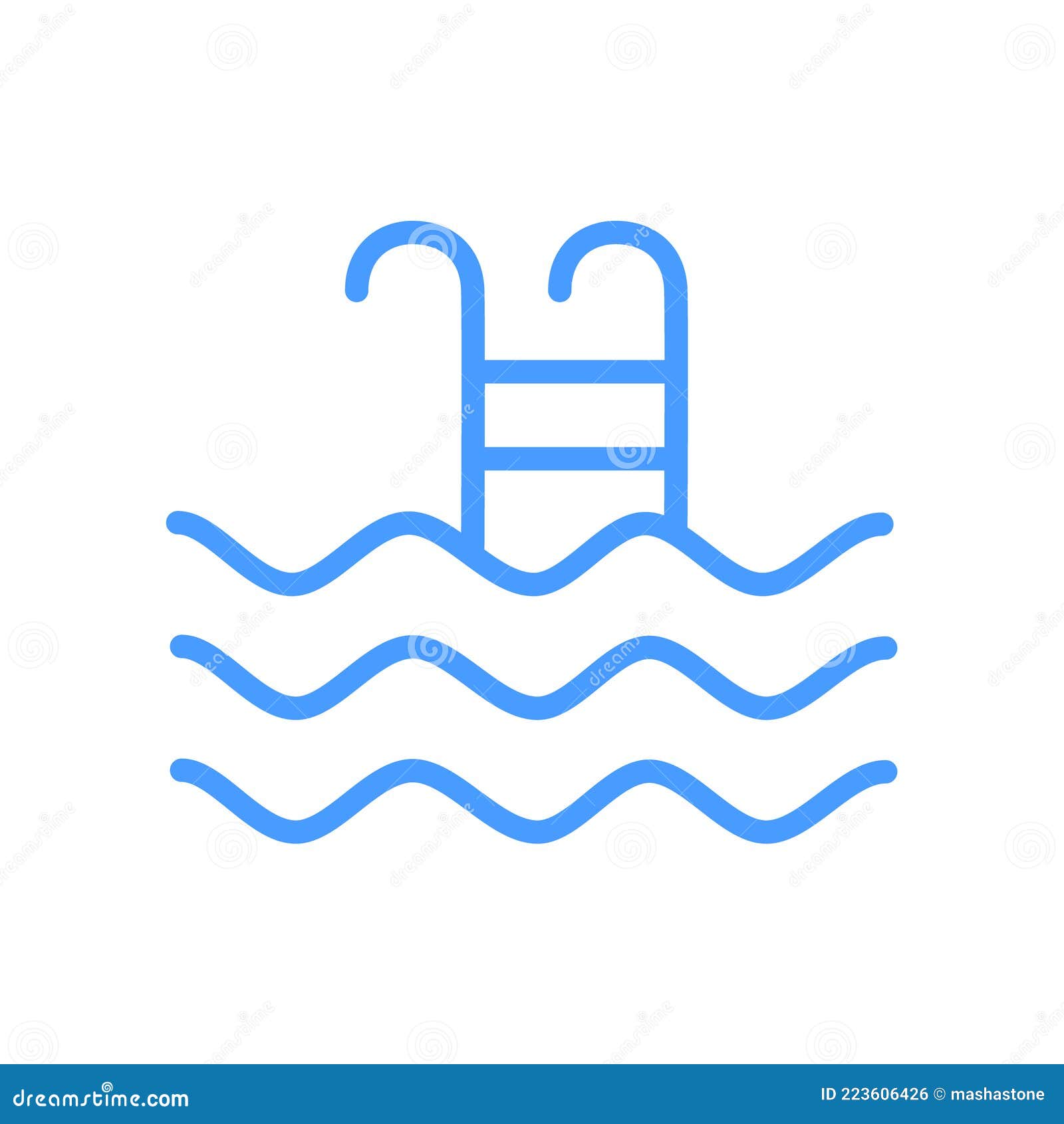 Swimming Pool Blue Single Flat Icon. Vector Isolated on White. Stock ...