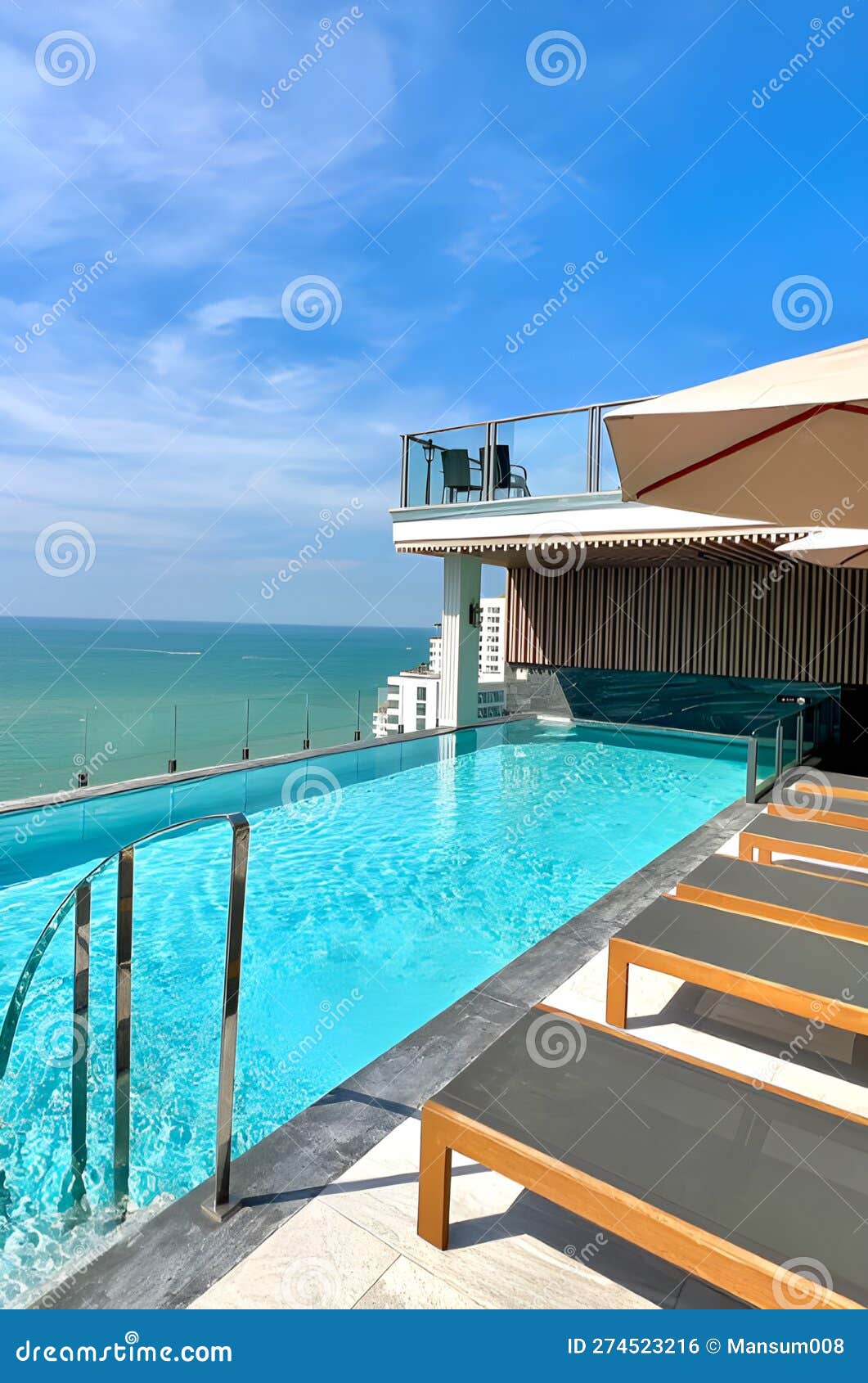 Swimming Pool with Blue Sky and White Clouds Stock Photo - Image of ...