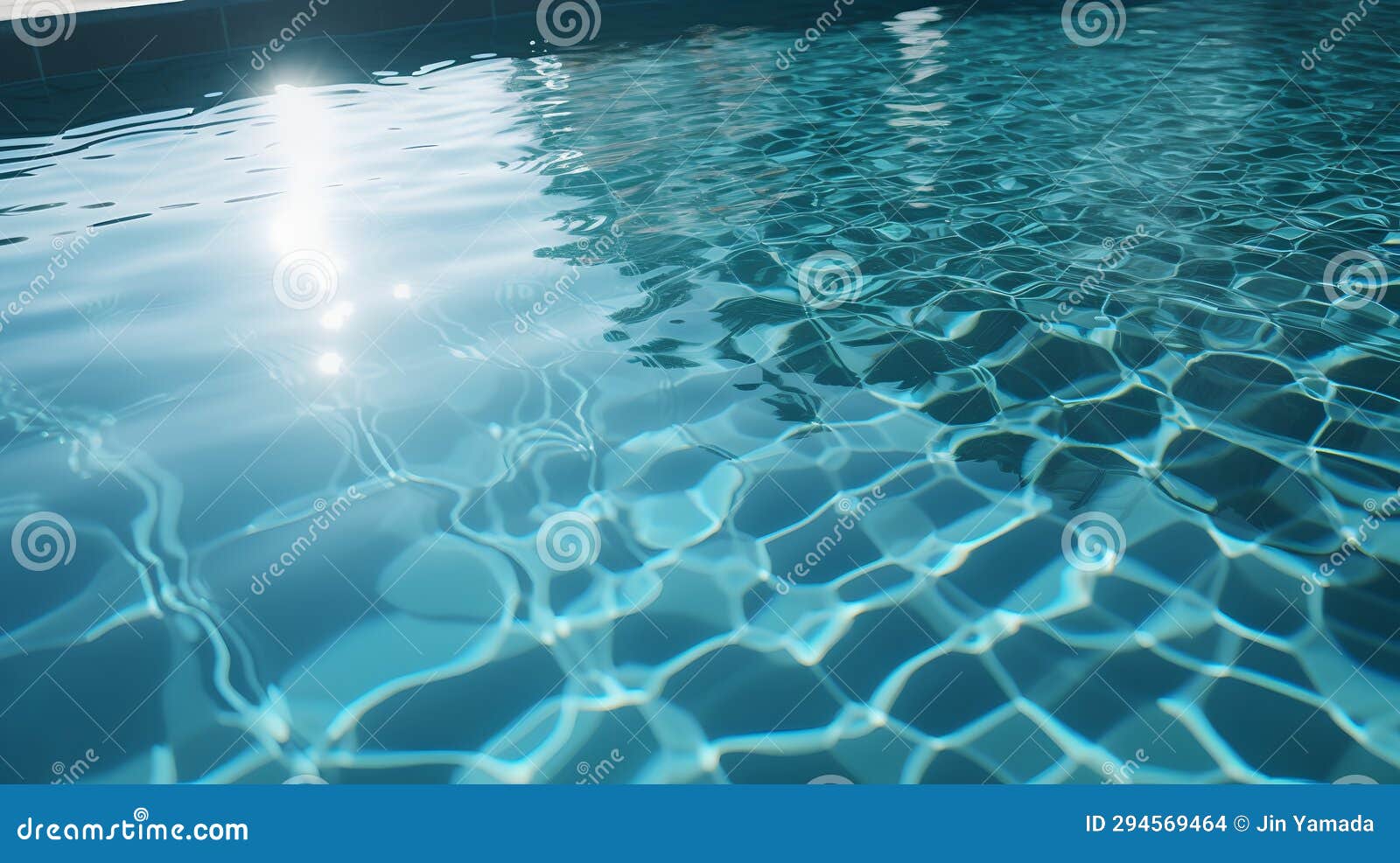Swimming Pool with Blue Water and Sun Reflection. 3d Rendering Stock ...
