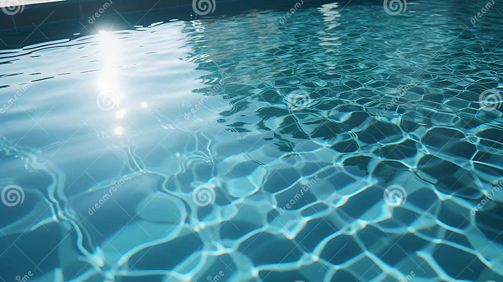 Swimming Pool with Blue Water and Sun Reflection. 3d Rendering Stock ...