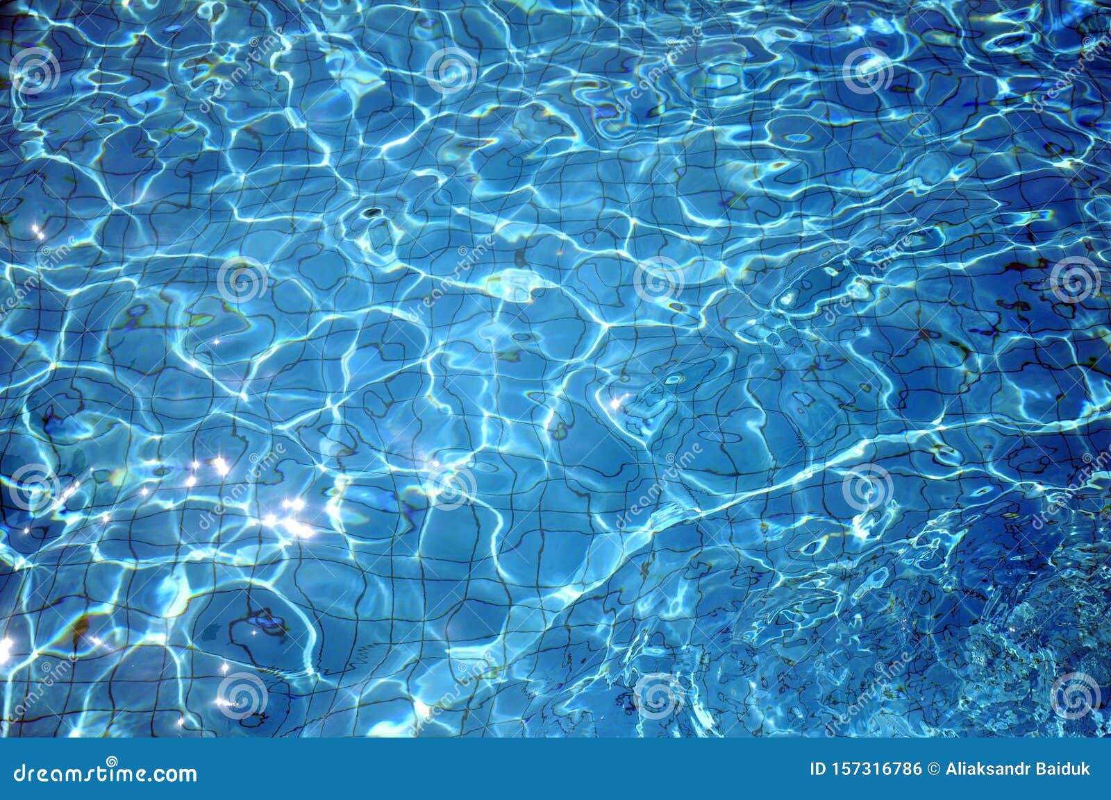 Swimming Pool Bottom Caustics Ripple and Flow with Waves Background ...