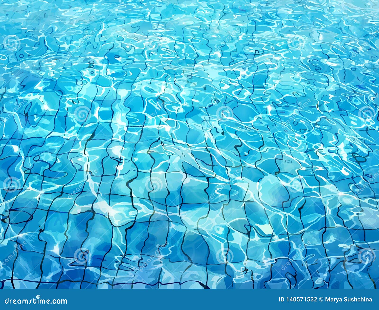 Swimming Pool Bottom Caustics Ripple and Flow with Waves Background ...