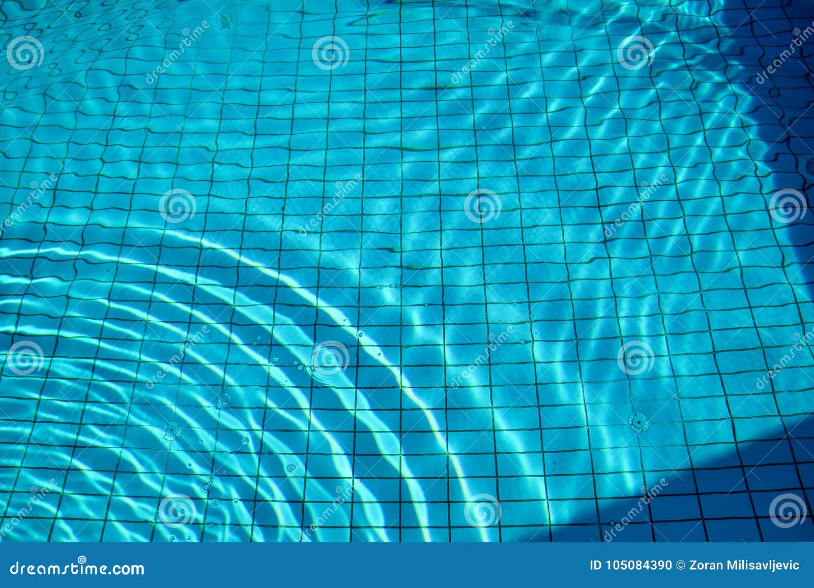 Swimming Pool Bottom Caustics Ripple and Flow with Waves. Stock Photo ...