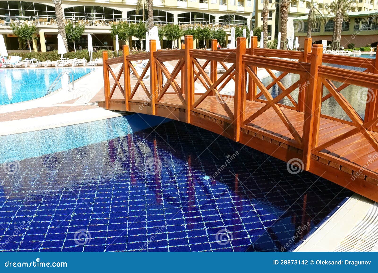 Swimming Pool and Bridge of Hotel. Stock Photo - Image of hotel ...