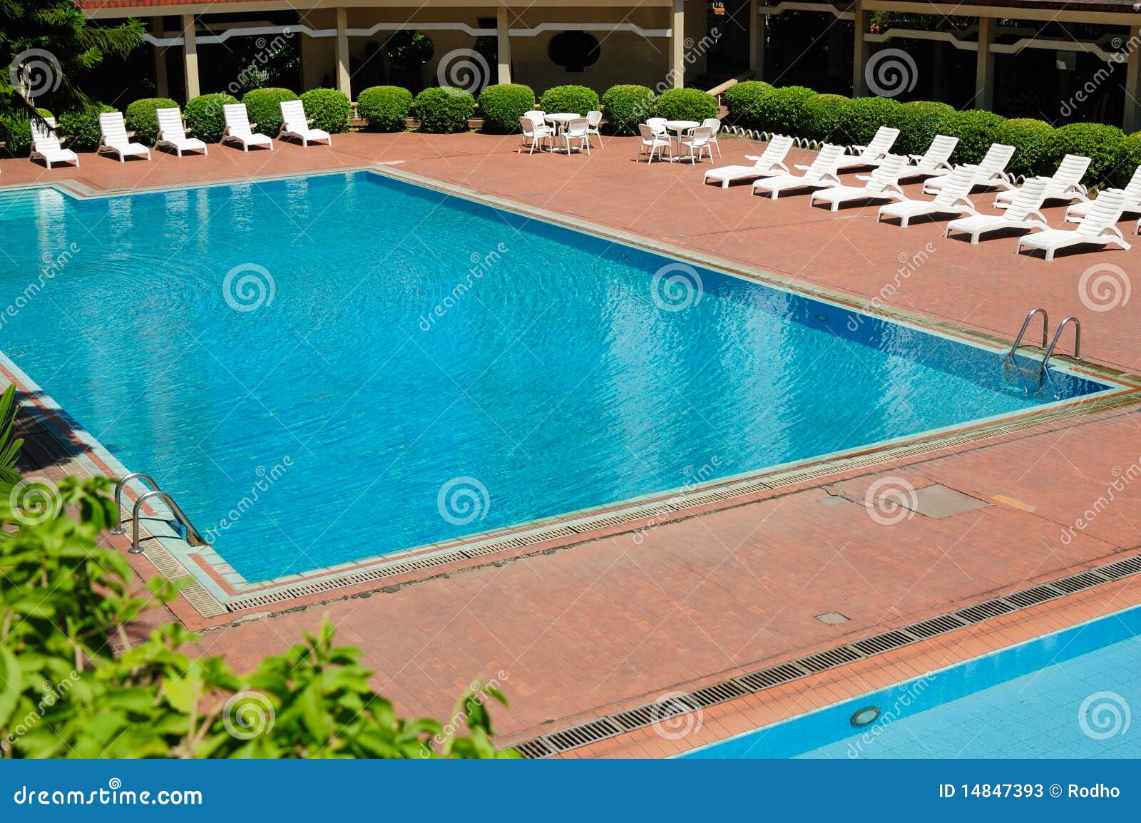 Swimming Pool and Chaise Longues Stock Image - Image of chair, poolside ...