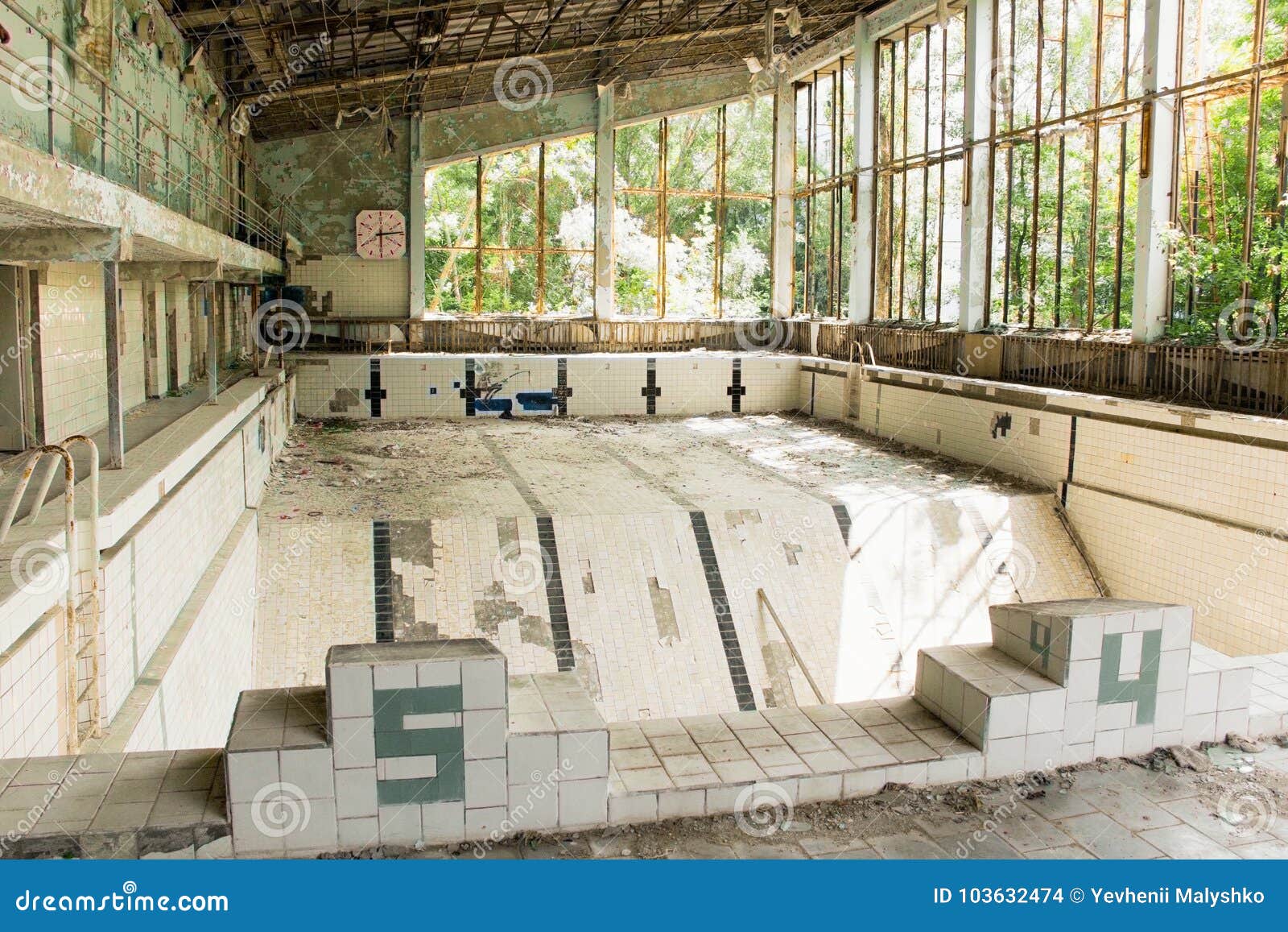 Swimming pool in Chernobyl stock photo. Image of building - 103632474