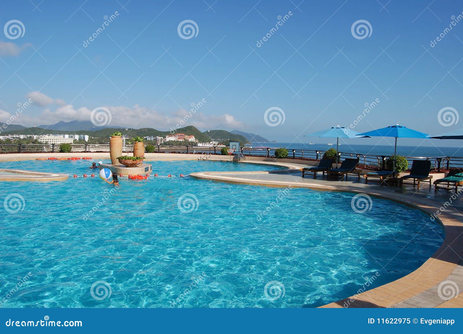 Swimming Pool in China Hotel with Sea View Stock Image - Image of ...