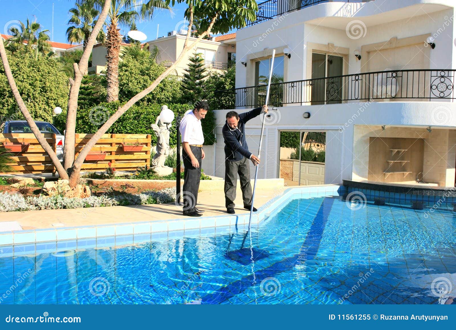 Swimming Pool Cleaner and Owner Stock Image - Image of healthy, cleaner ...