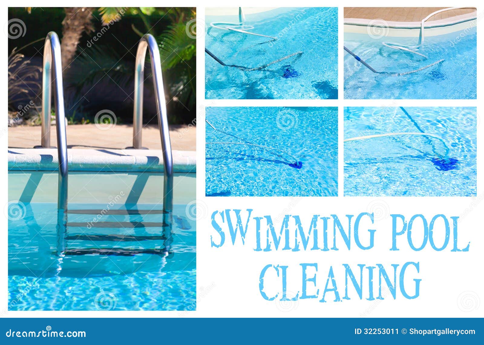 Swimming Pool Cleaning Collage Stock Image - Image of utensil, bright ...