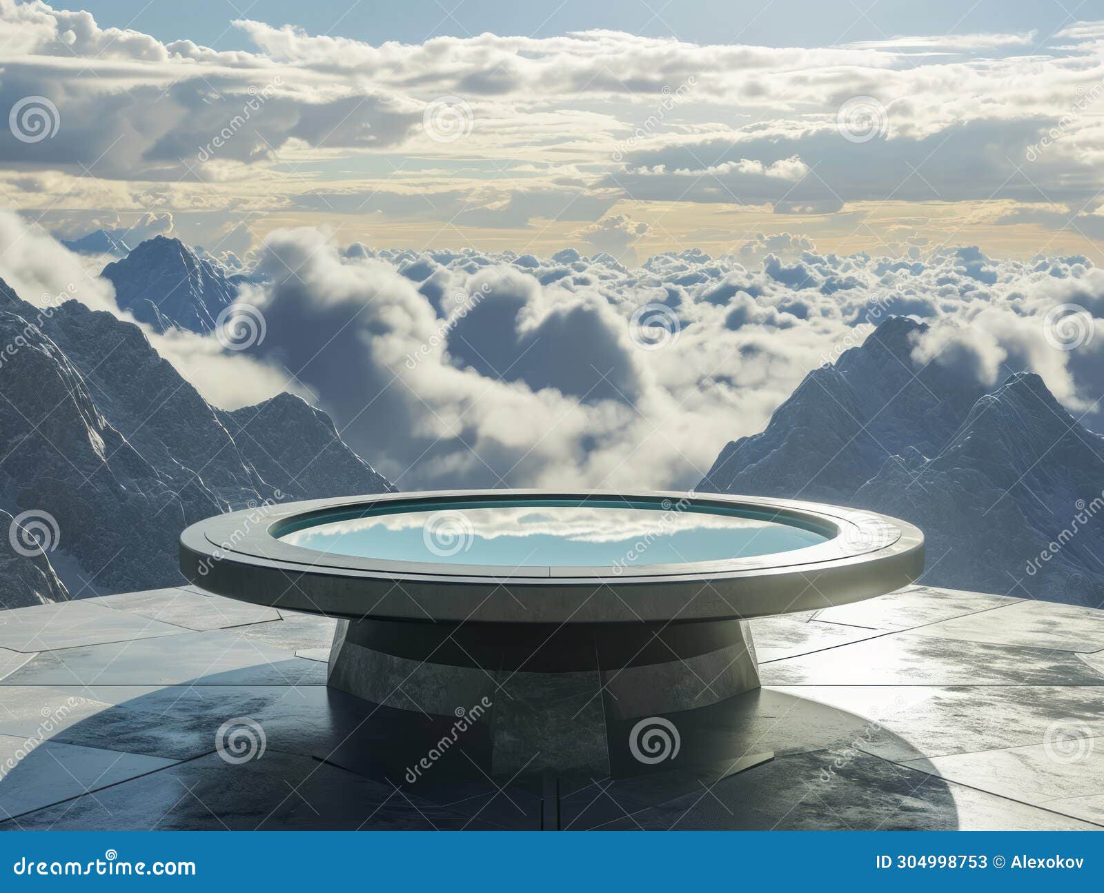 Swimming Pool in the Clouds. 3d Render of a Landscape Generative AI ...