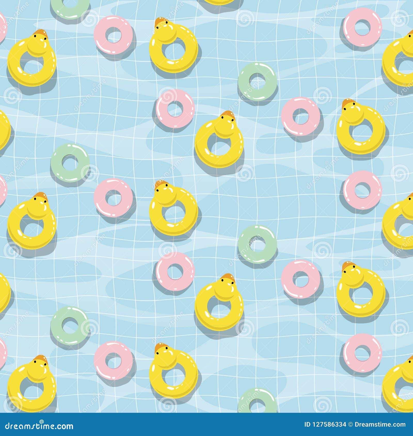 Swimming Pool with Colorful Floats Vector Seamless Pattern Stock Vector ...