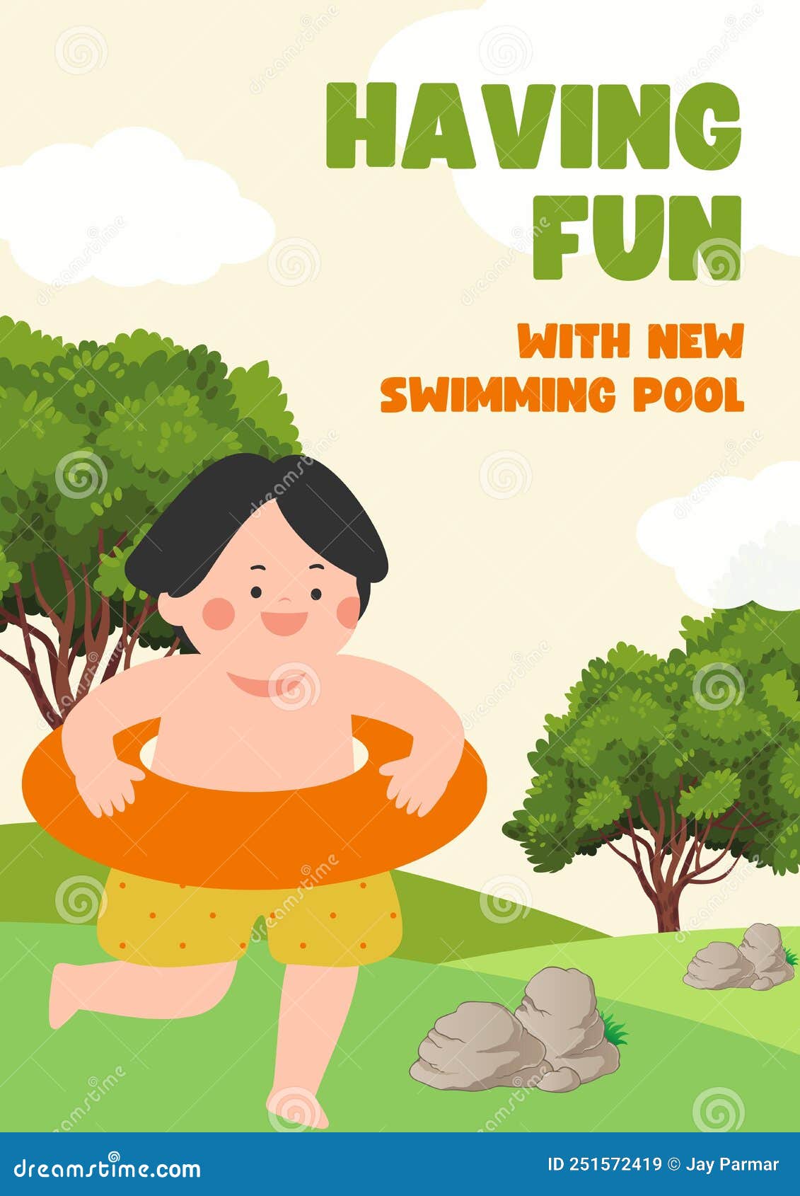 Swimming Pool Creative Green and Orange Flyer Stock Illustration ...