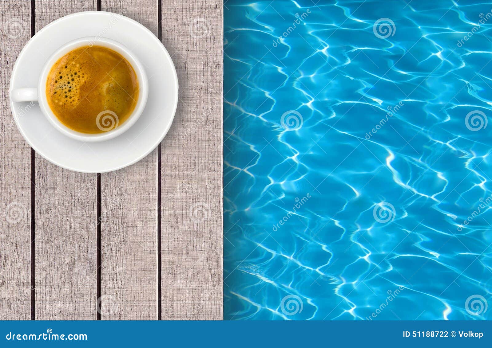 Swimming Pool and Cup of Coffee on Deck Stock Photo - Image of white ...