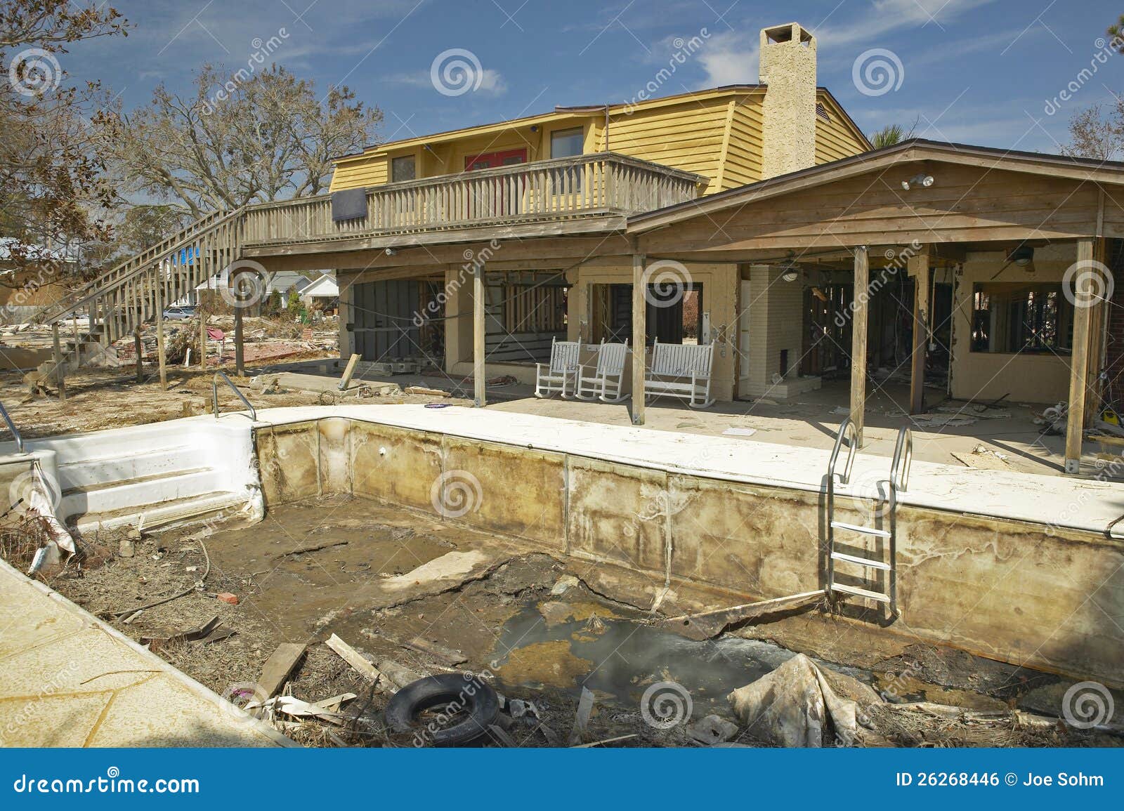 Swimming pool and debris editorial photo. Image of 2004 - 26268446