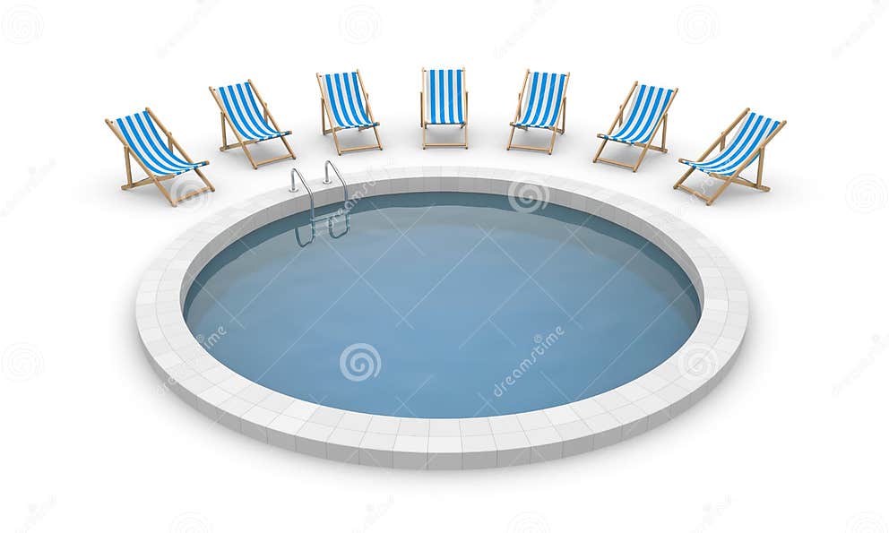 Swimming Pool and Deck Chairs Stock Illustration - Illustration of rest ...