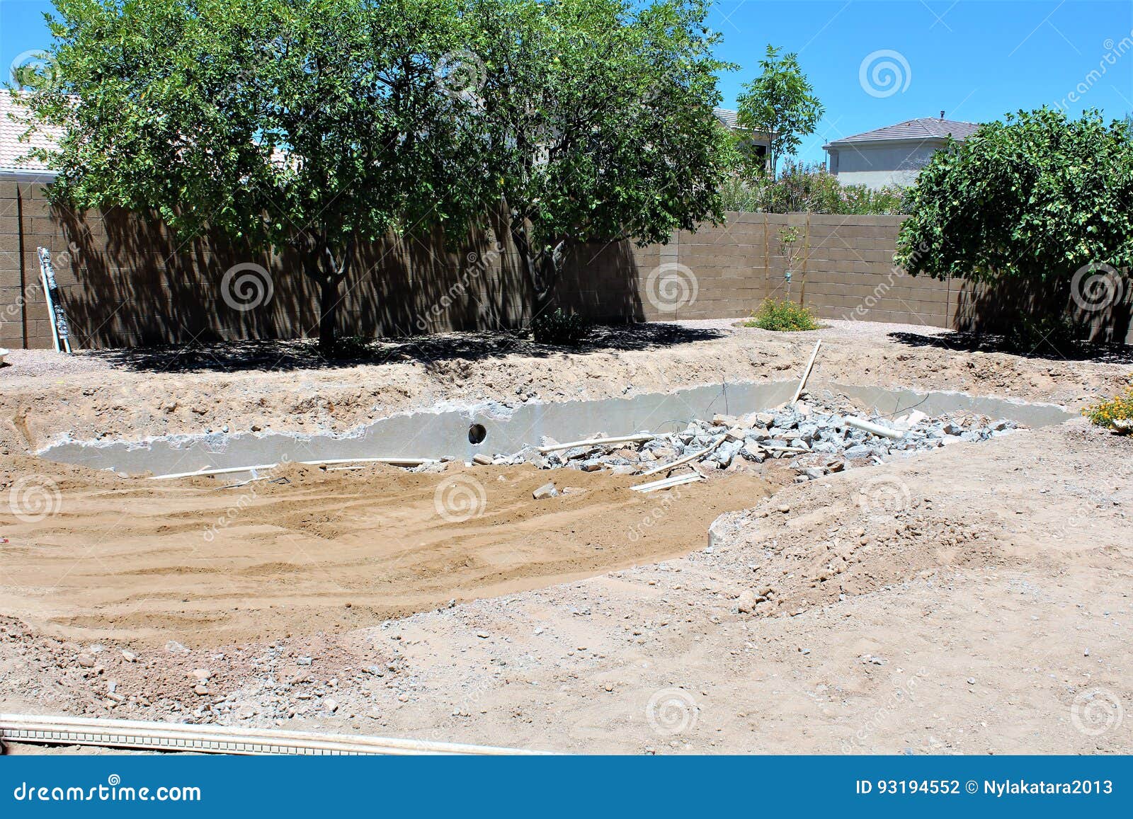 Swimming pool demolition stock photo. Image of swimming - 93194552
