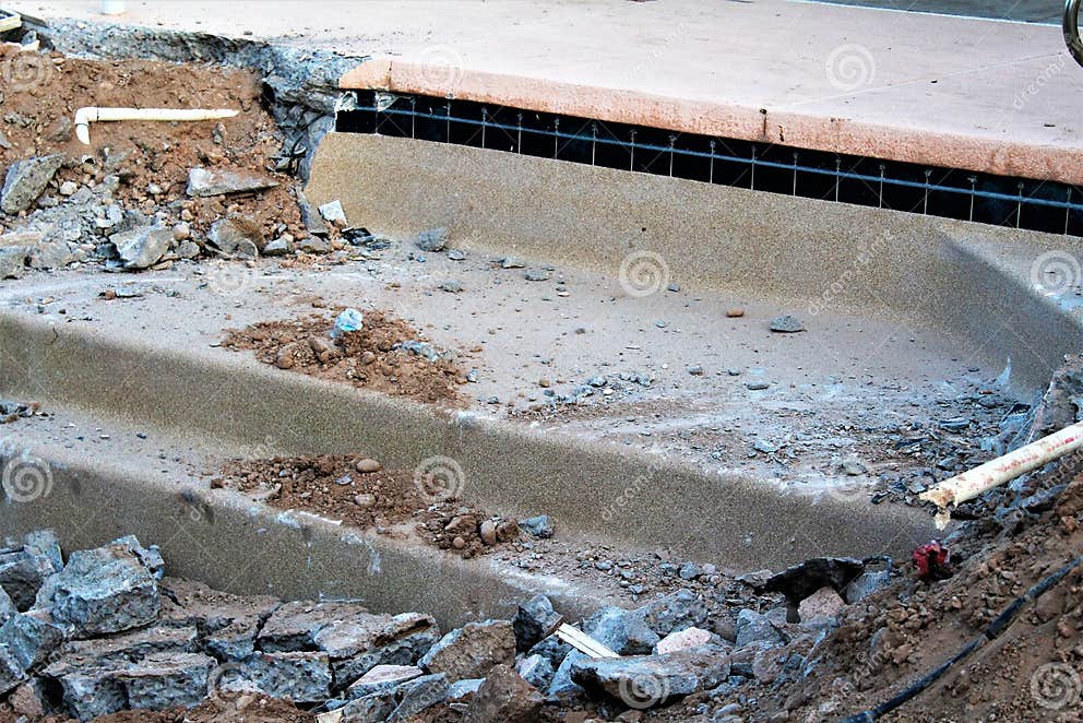 Swimming pool demolition stock image. Image of home, maintenance - 93194575