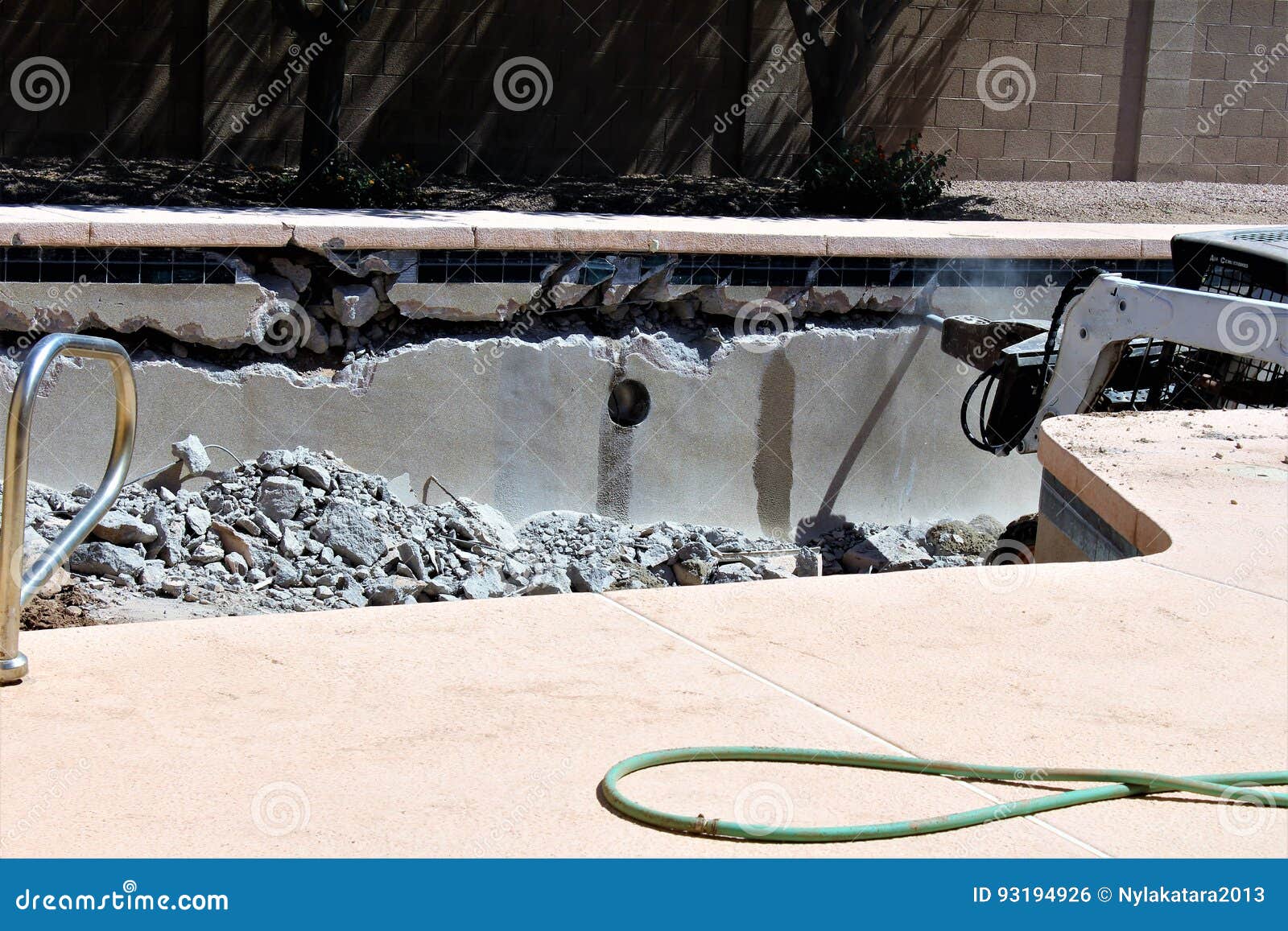 Swimming pool demolition stock photo. Image of maintenance - 93194926