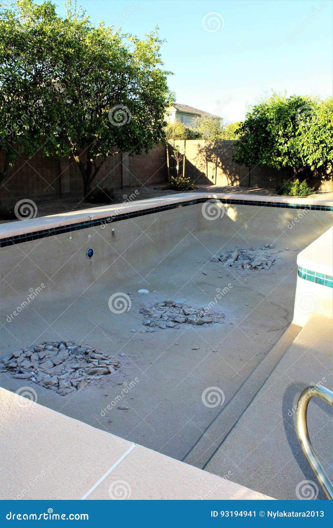 Swimming pool demolition stock image. Image of swim, maintenance - 93194941