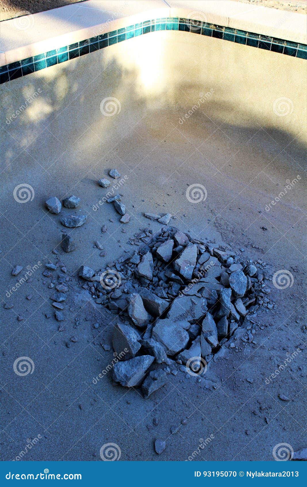Swimming pool demolition stock photo. Image of hazards - 93195070