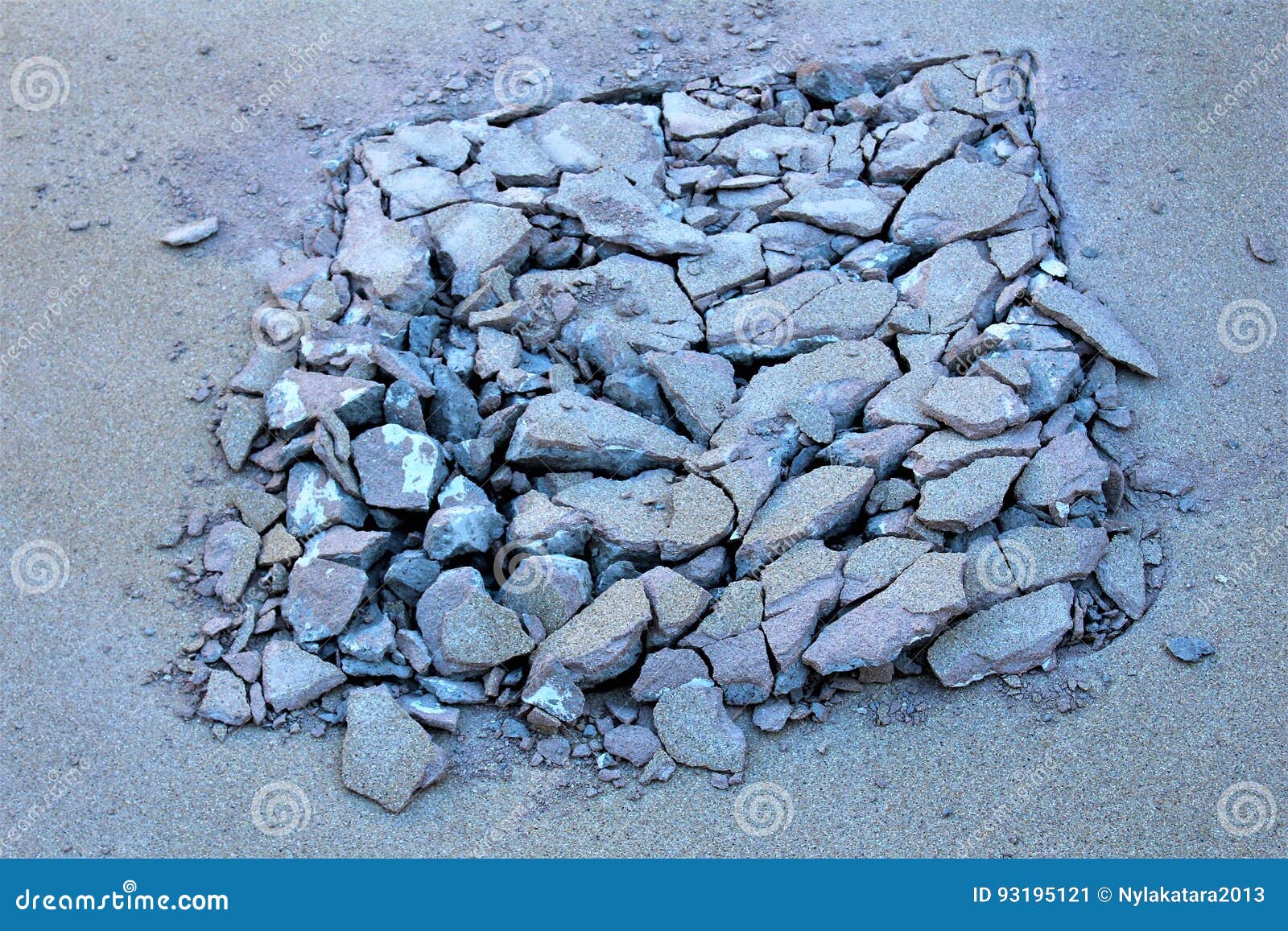 Swimming pool demolition stock image. Image of rocks - 93195121