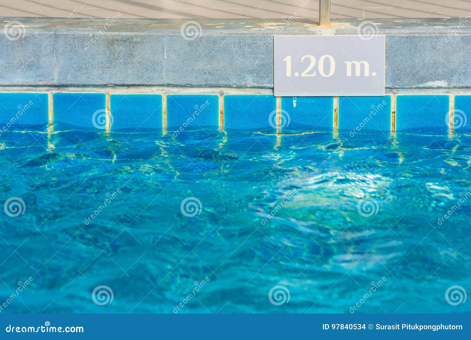 Swimming Pool with Depth of the Pool Warning for Information for People ...