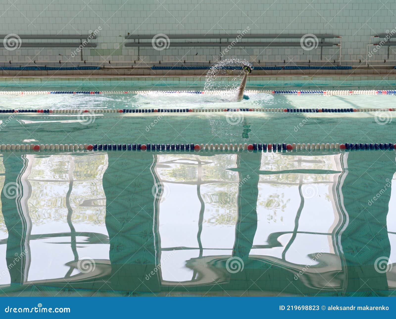 Swimming Pool Distance 25 Meters with 5 Lanes Stock Image - Image of ...