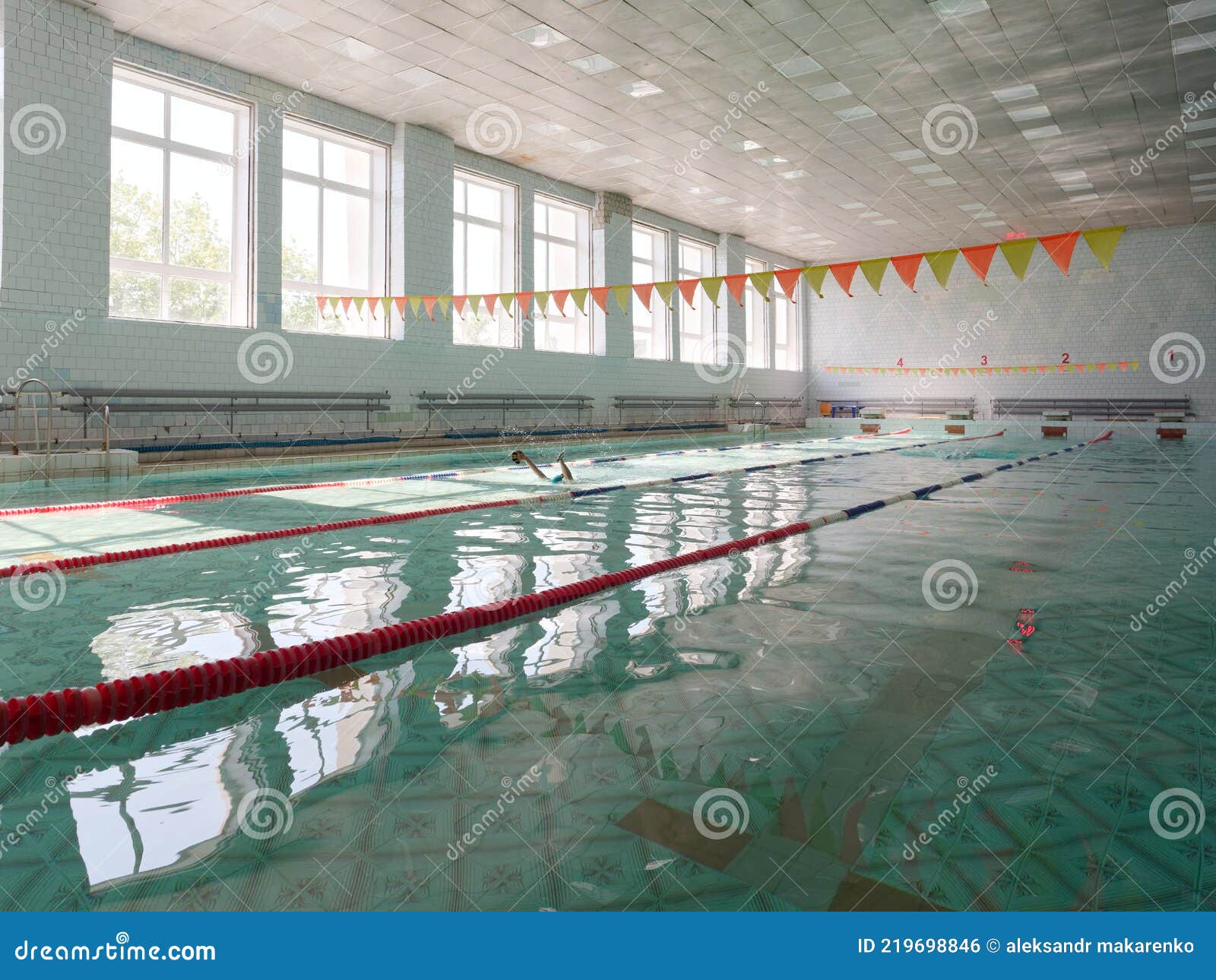 Swimming Pool Distance 25 Meters with 5 Lanes Stock Photo - Image of ...