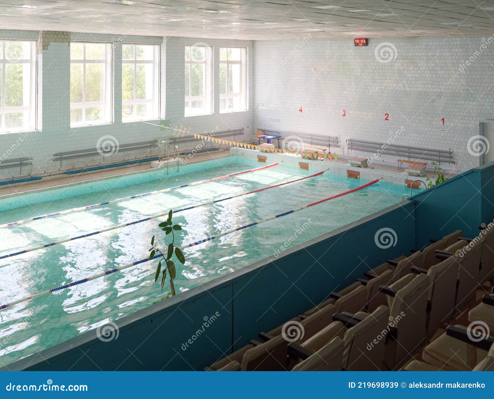 Swimming Pool Distance 25 Meters with 5 Lanes Stock Image - Image of ...