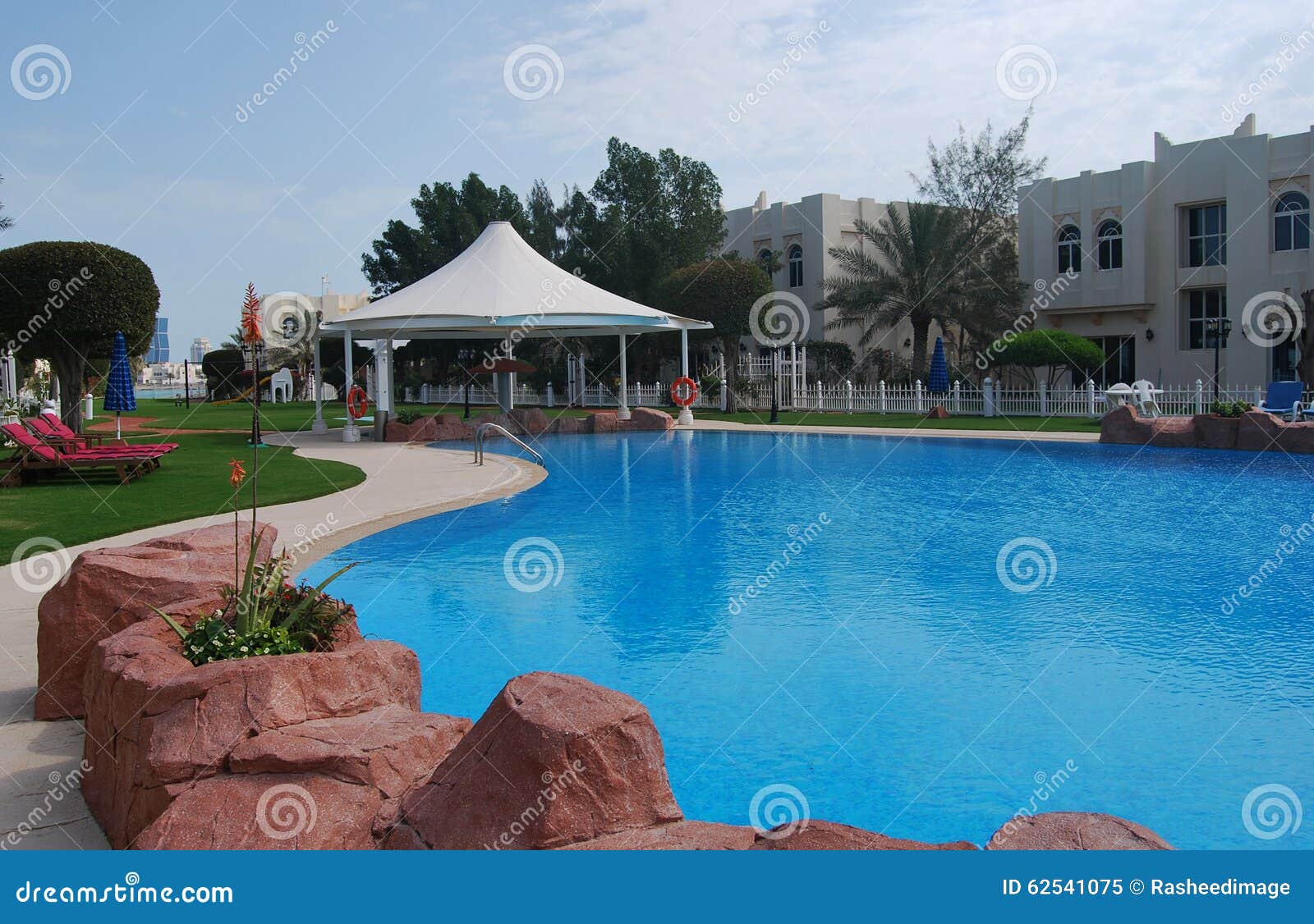Swimming pool stock image. Image of shore, doha, qatar - 62541075