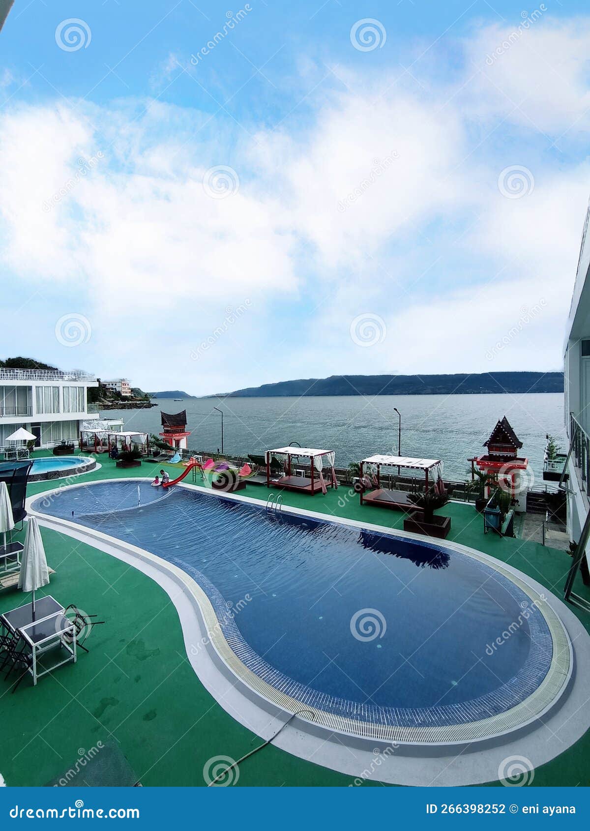 Swimming Pool on the Edge of Lake Toba Editorial Photography - Image of ...