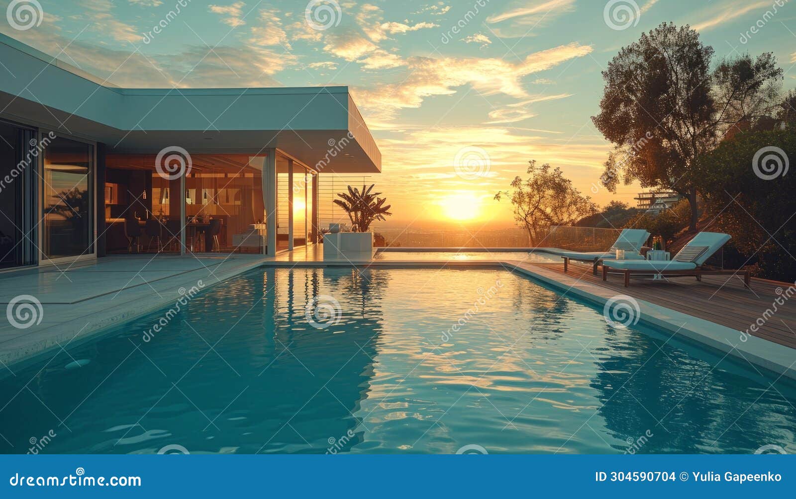 A Swimming Pool of an Estate and Deck Stock Photo - Image of lifestyle ...