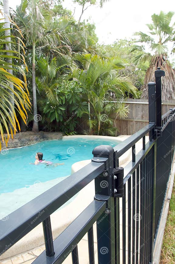 Swimming pool fence stock photo. Image of palm, prevention - 12770352