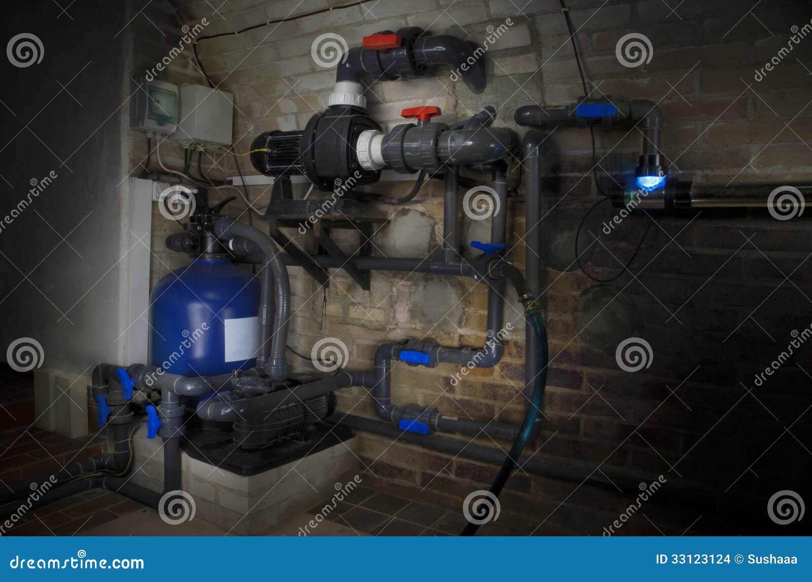 Swimming Pool Filtration System Stock Photo - Image of pressure ...